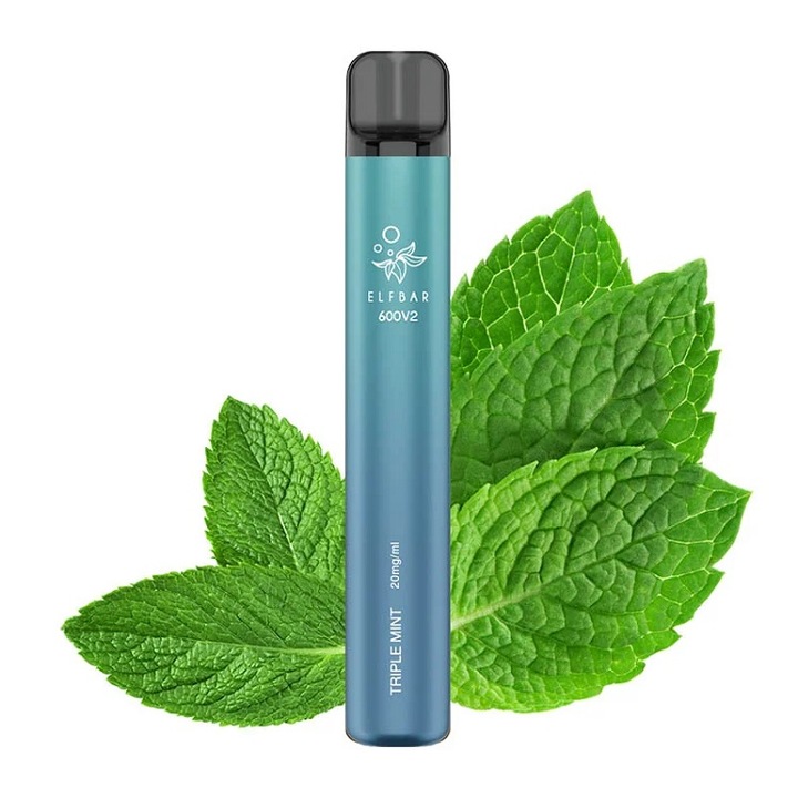 Kit Tigara Electronica Elf Bar 600 V2 - Triple Mint, 2ml, 20mg/ml nicotina, autonomie pana la ...