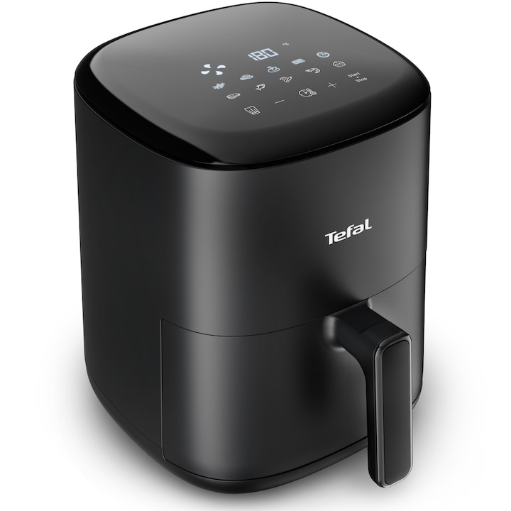 Friteuza cu aer cald Tefal Easy Fry Compact EY145810, 1300W, 10 programe, capacitate 3L, ecran ...