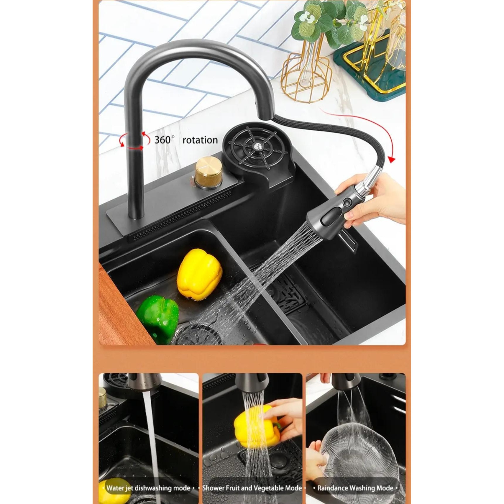 Chiuveta bucatarie multifunctionala din otel inoxidabil cu 2 baterii ...