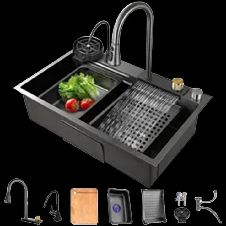 Chiuveta bucatarie multifunctionala din otel inoxidabil cu 2 baterii ...