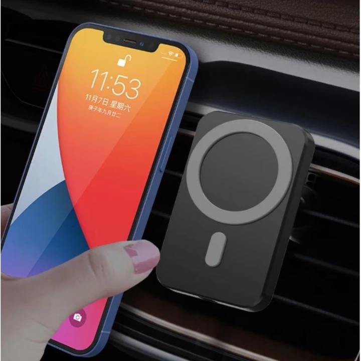 Suport Auto Magsafe, Incarcare Wireless, Compatibil cu iPhone, Negru ...