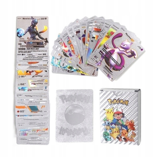 Set 55 Cartonase Pokemon, Silver, Colectionari, Argintiu - eMAG.ro