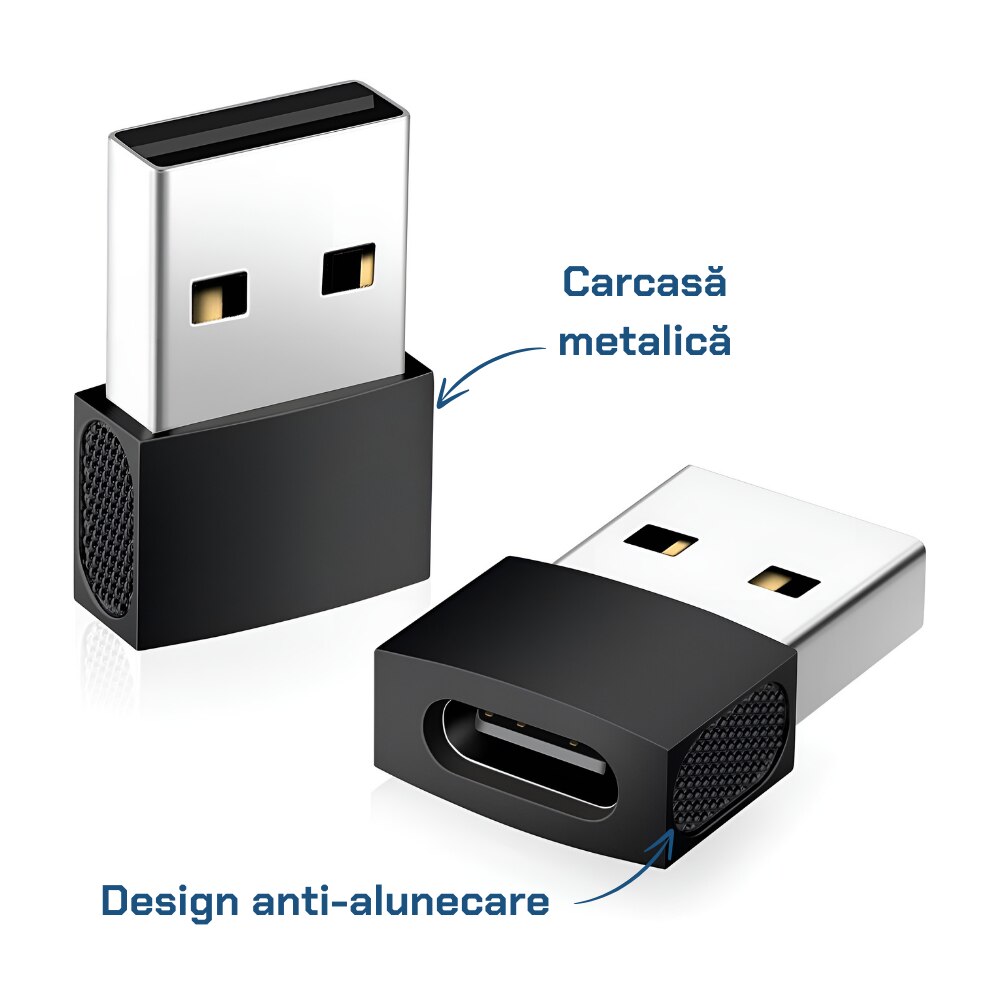 Adaptor USB A 3.1 la USB C, KRASSUS, OTG, Negru - eMAG.ro