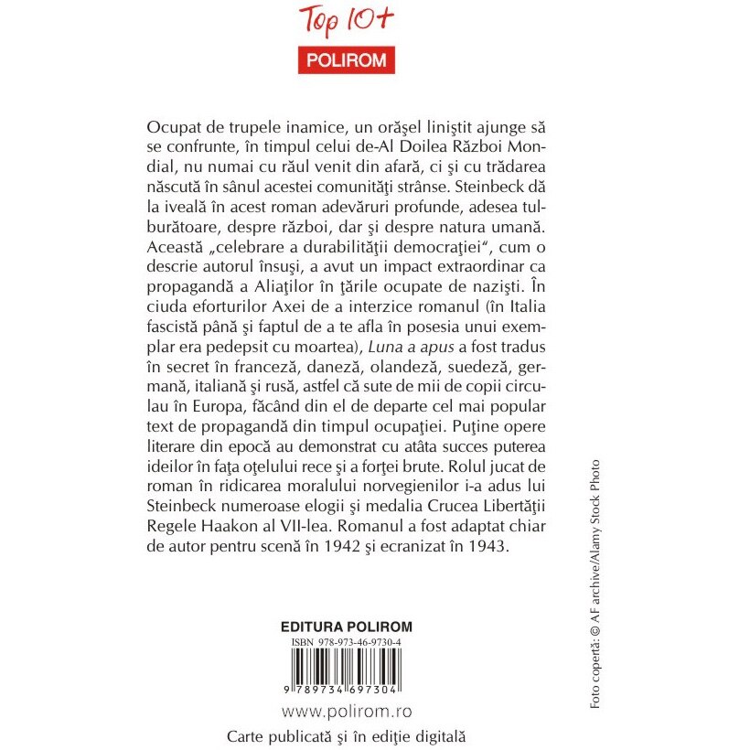 Luna a apus (Top 10+), John Steinbeck - eMAG.ro