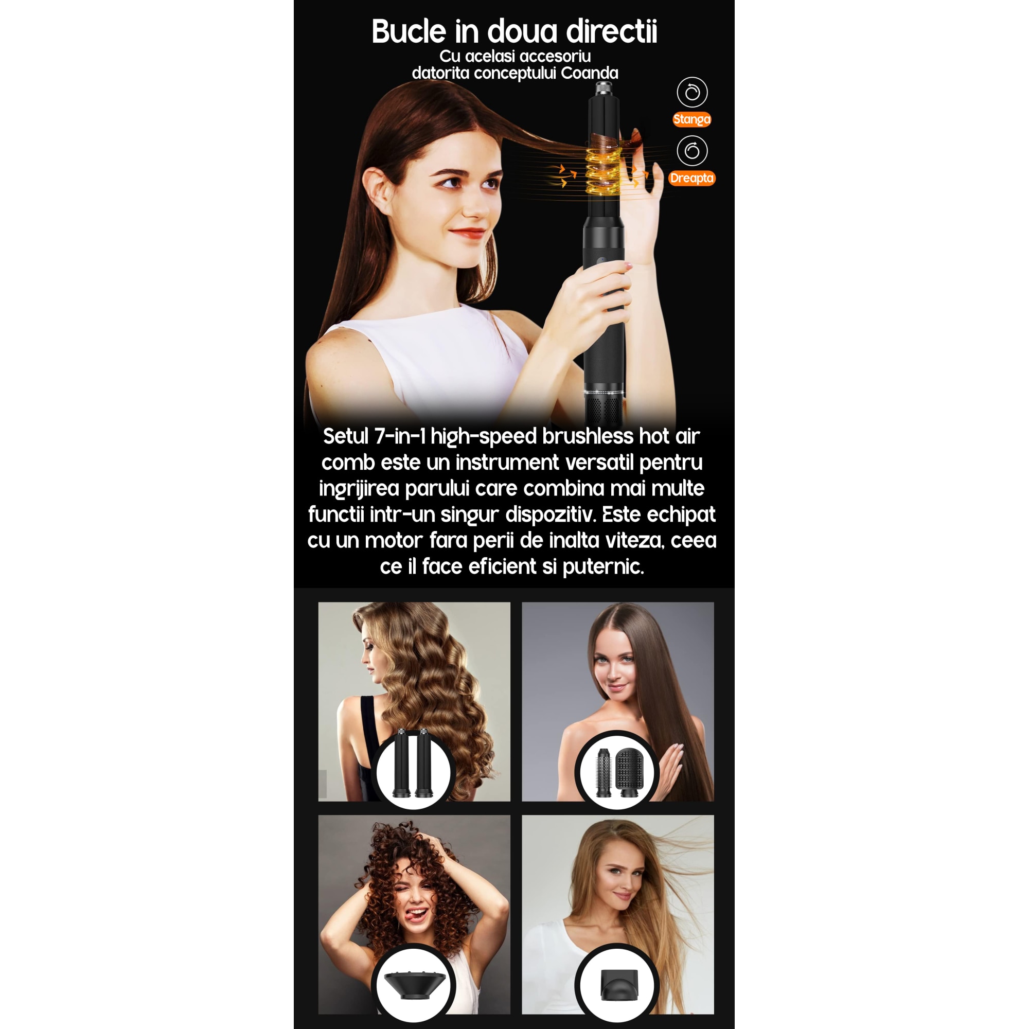 Uscator de par Profesional 7 in 1 ATOMKIT, Set Wrap Air Styler 110000 ...