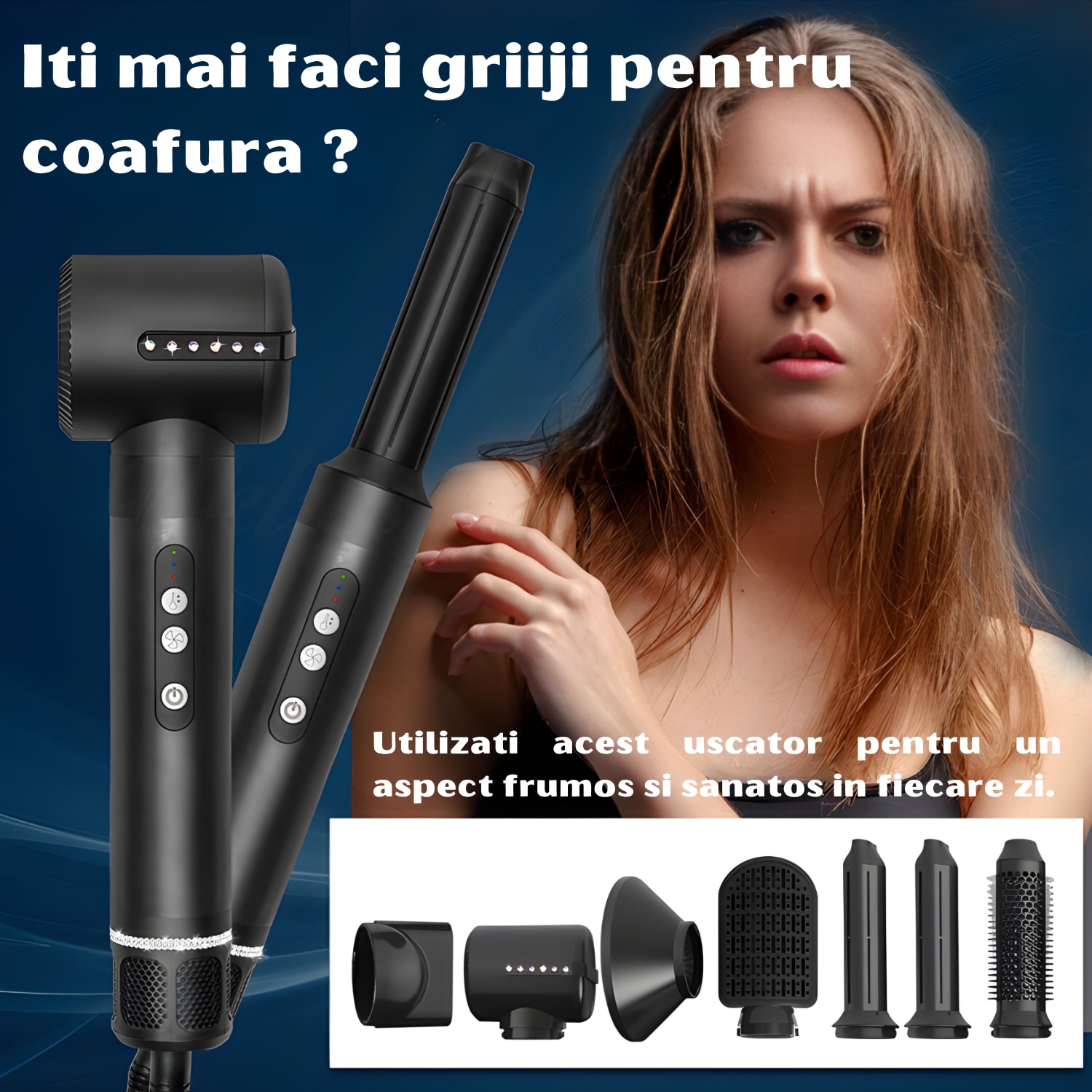 Uscator de par Profesional 7 in 1 ATOMKIT, Set Wrap Air Styler 110000 ...