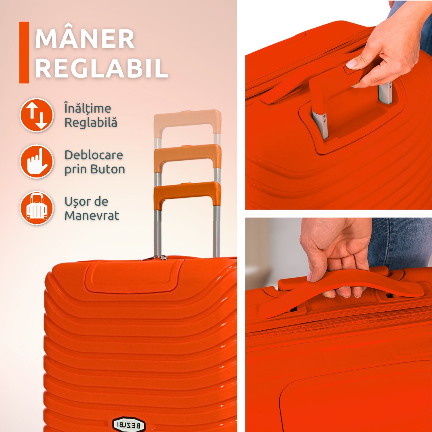 Troler cabina Bezubi Easy Travel, bagaj de mana, 55x40x20, volum 44 ...