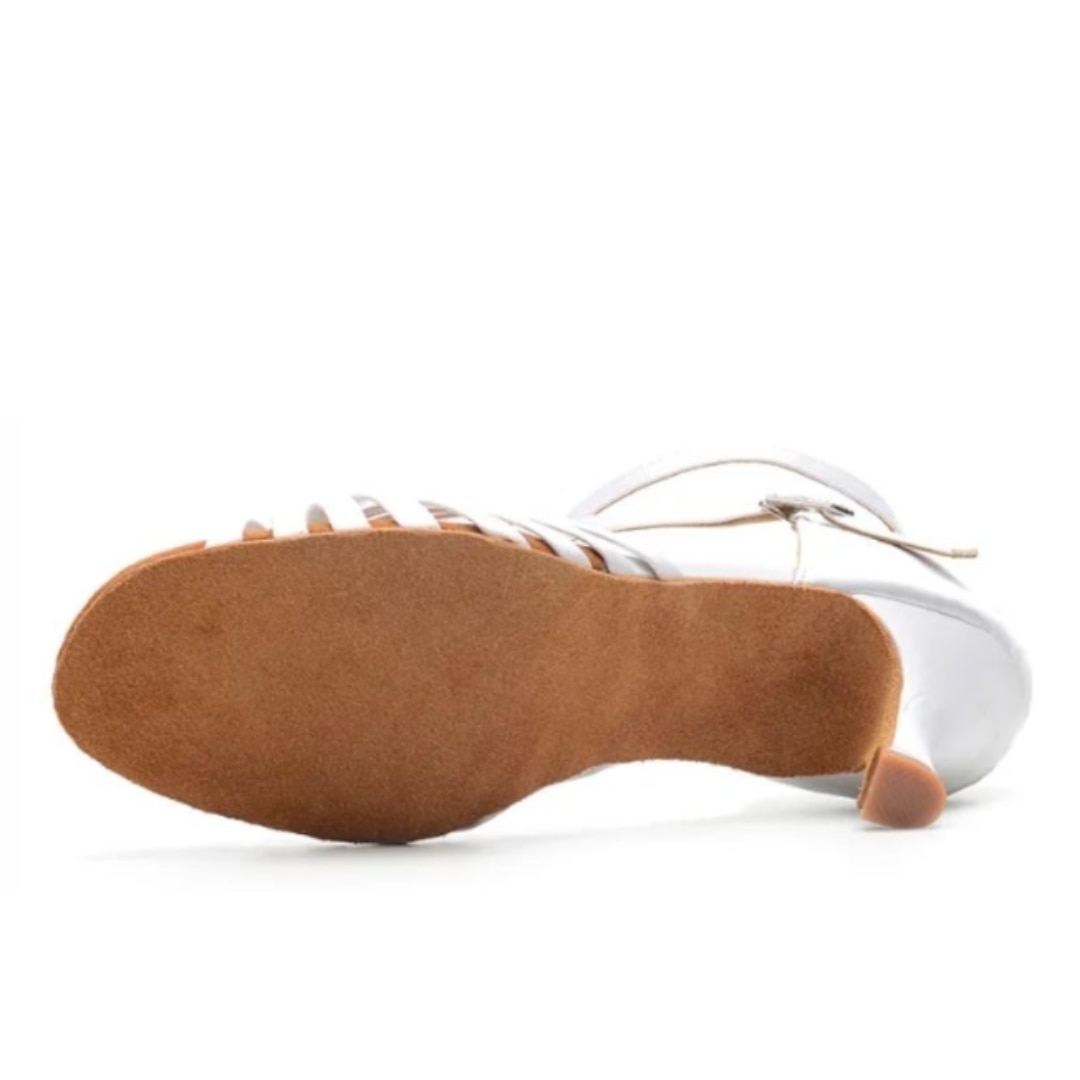 Pantofi de dans latino dama din satin, alb, toc 7cm, 39 EU - eMAG.ro
