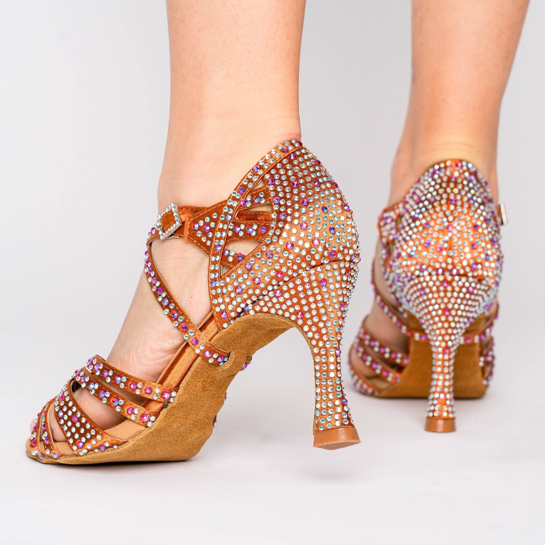 Pantofi de dans latino dama din satin, salsa, bachata, dans sportiv ...