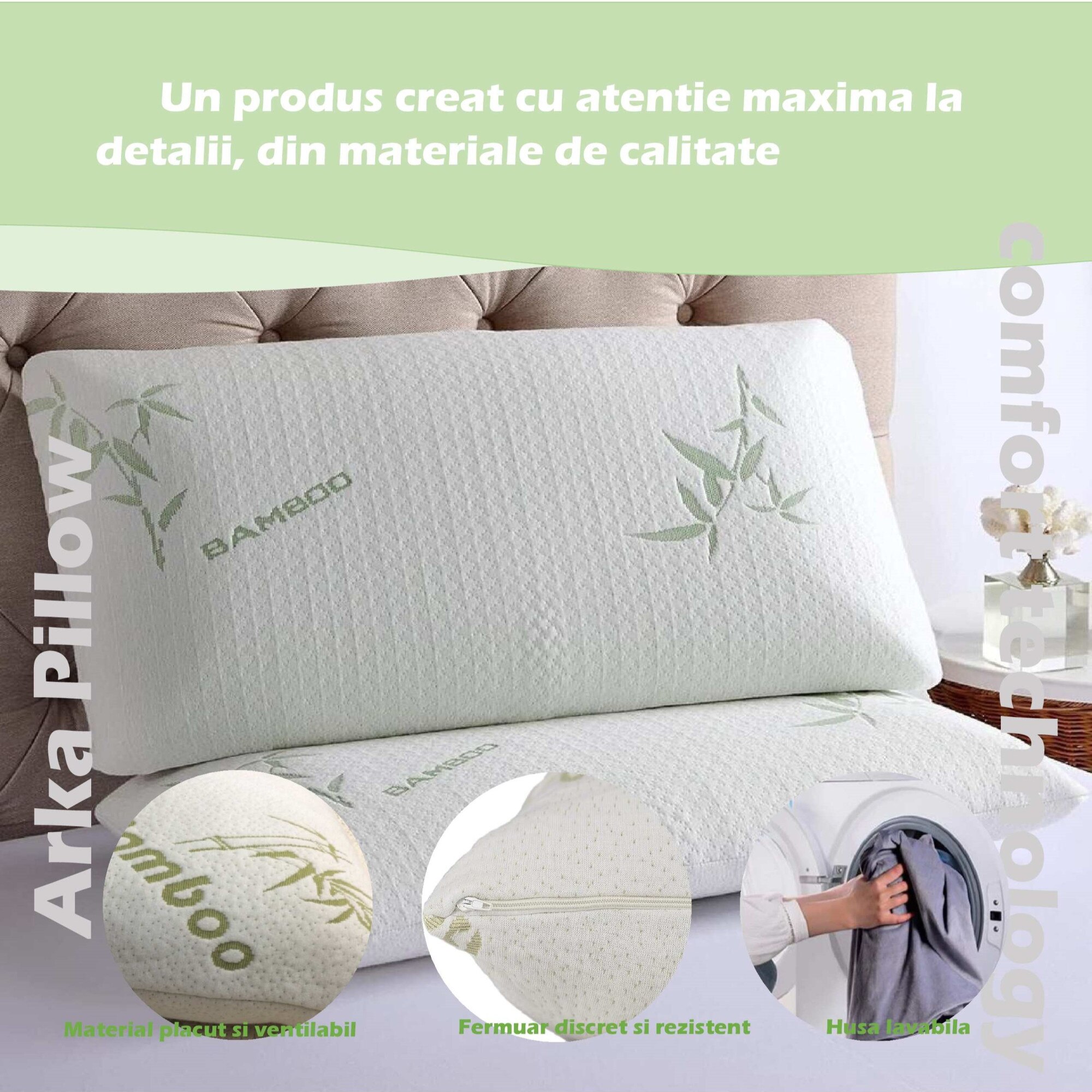 Perna Ortopedica Arka, Spuma cu Memorie, pentru dormit, infuzata cu ...