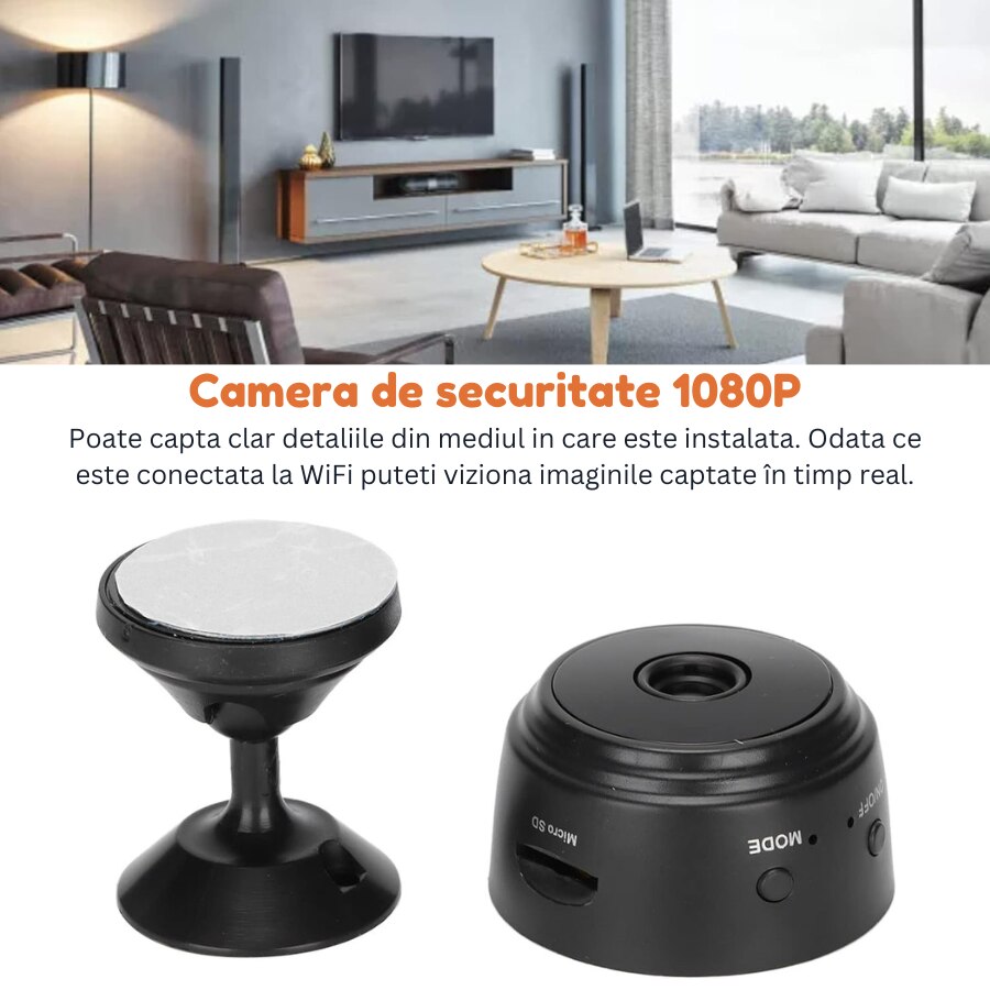 Camera Spion Wireless Mini, Calitate Full HD 1080p, Functie Audio-Video ...
