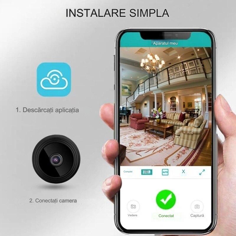Camera Spion Wireless Mini, Calitate Full HD 1080p, Functie Audio-Video ...