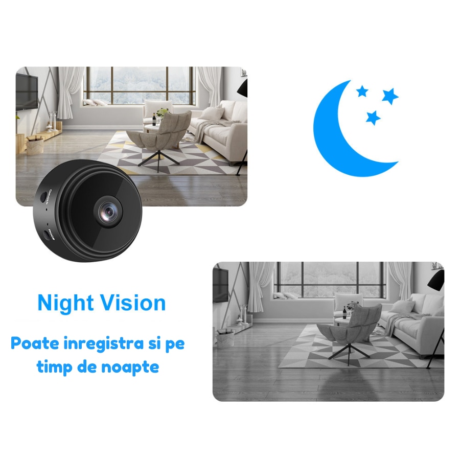 Camera Spion Wireless Mini, Calitate Full HD 1080p, Functie Audio-Video ...