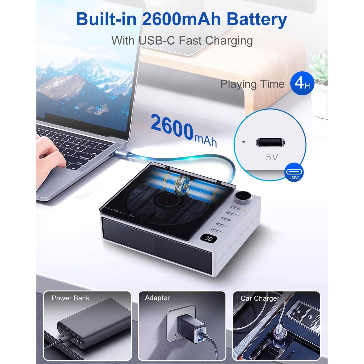 CD player portabil multifunctional, GOSTOCK®, Telecomanda, Bluetooth ...