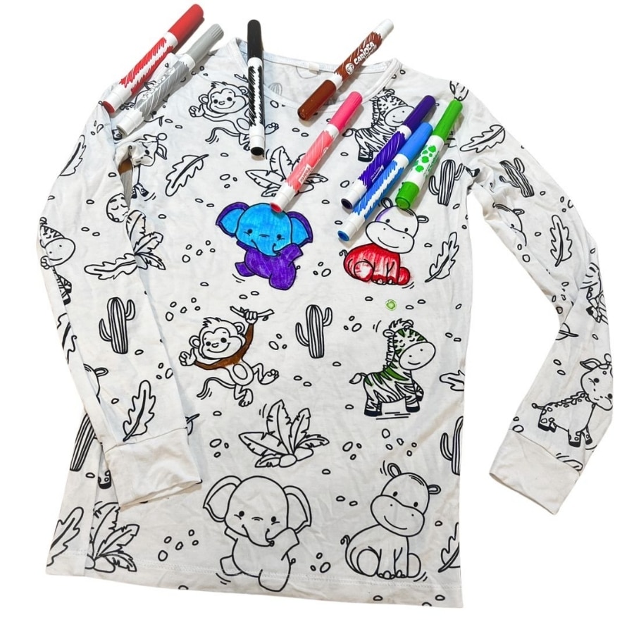 Set Pijama de Colorat MagiColor, pentru copii, 8 carioci, bumbac, 96 ...