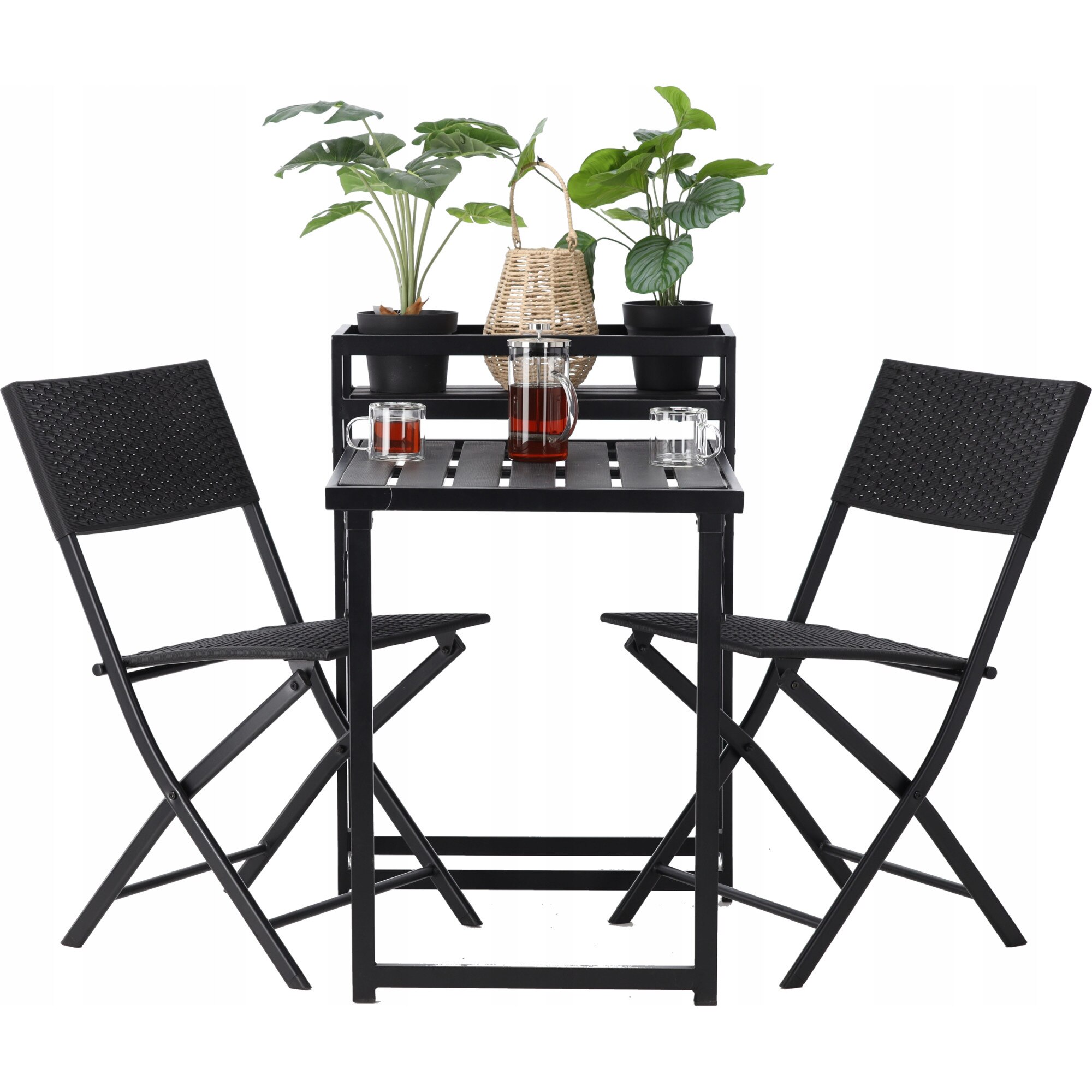 Set mobilier pentru balcon, pliabil, masa si 2 scaune, negru - eMAG.ro