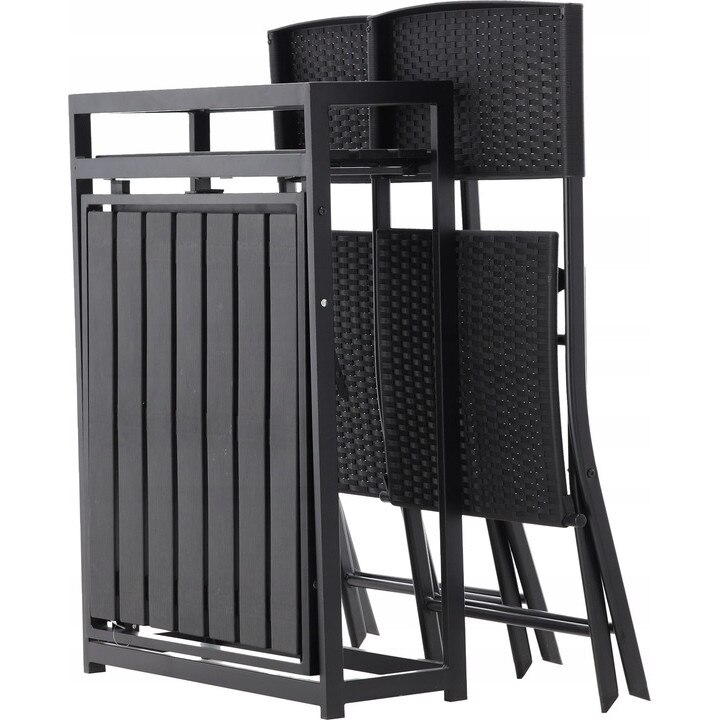 Set mobilier pentru balcon, pliabil, masa si 2 scaune, negru - eMAG.ro