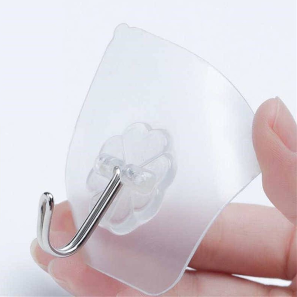 Set de 24 Cuiere autoadezive pentru baie si bucatarie, alb transparent ...