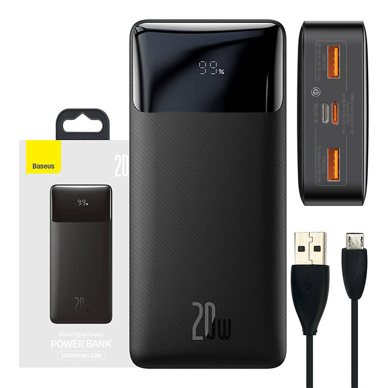 Powerbank Bipow 20000mah, 20w (negru) - eMAG.ro