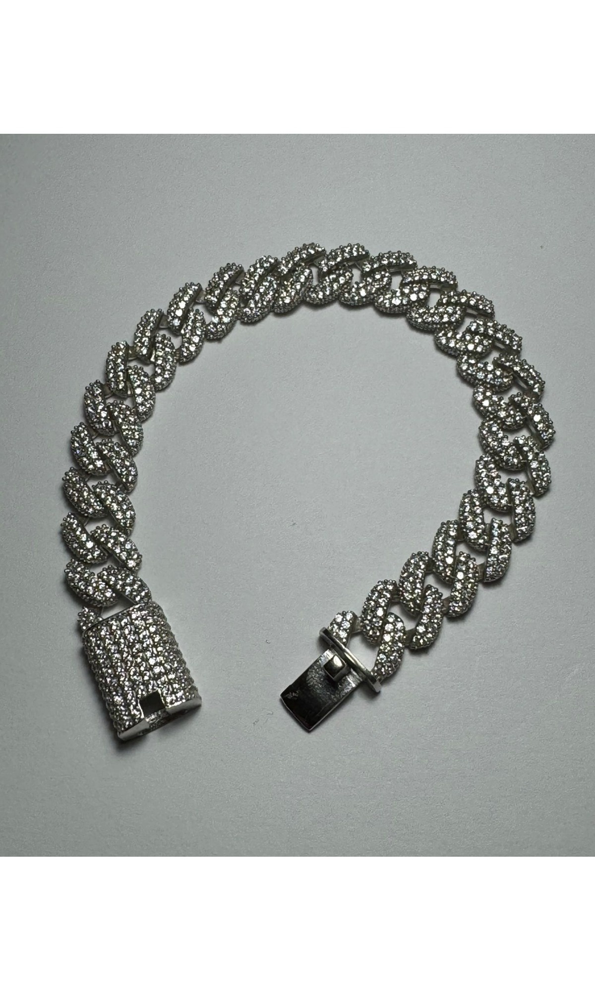 Bratara Cubaneza “Cuban Bracelet” cu Cristale si Argint 925, 17 cm ...