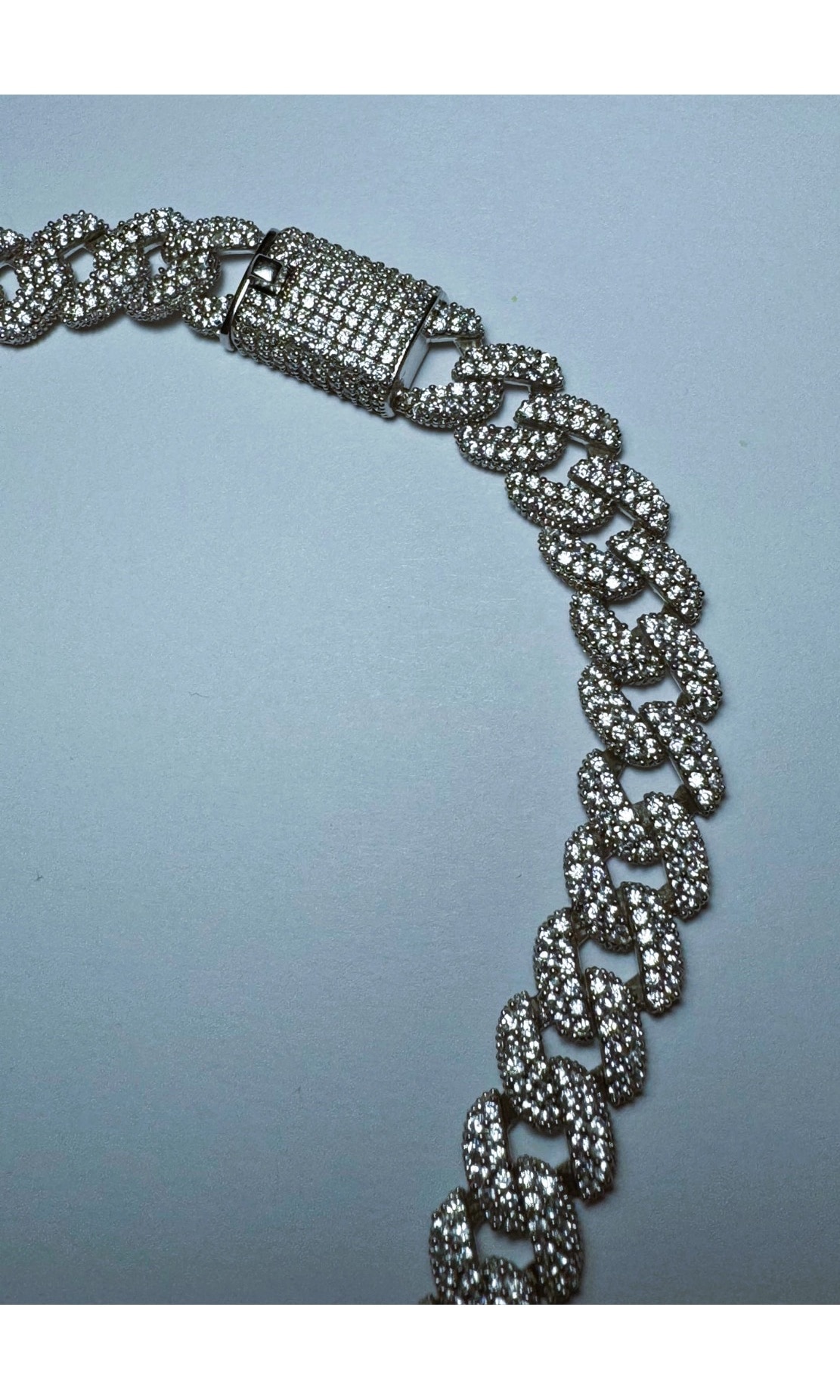 Bratara Cubaneza “Cuban Bracelet” cu Cristale si Argint 925, 17 cm ...