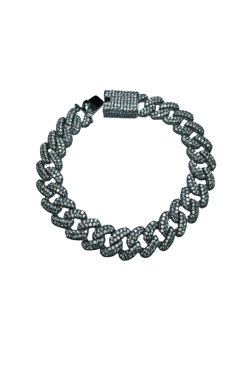 Bratara Cubaneza “Cuban Bracelet” cu Cristale si Argint 925, 17 cm ...