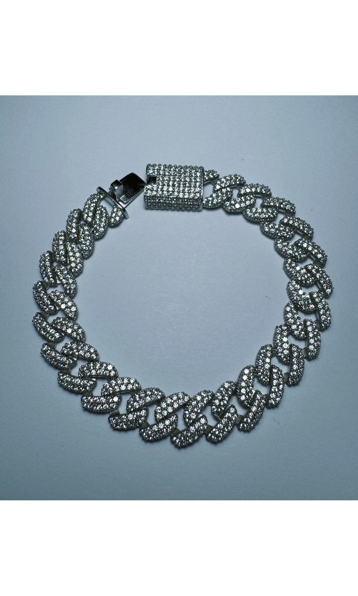 Bratara Cubaneza “Cuban Bracelet” cu Cristale si Argint 925, 17 cm ...