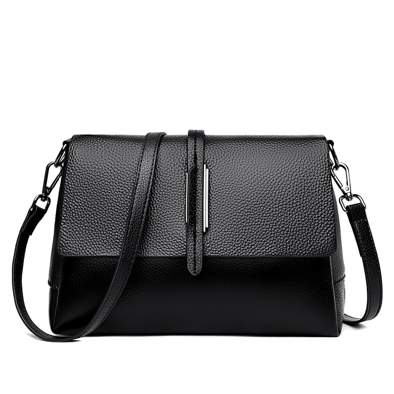 Geanta de dama, crossbody, piele naturala, negru, 25X16x10cm - eMAG.ro