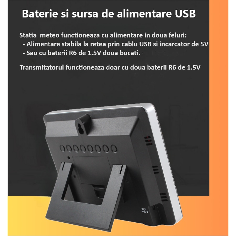 Statie meteo cu ceas si Transmitator exterior 72DeSi, ecran LCD color ...