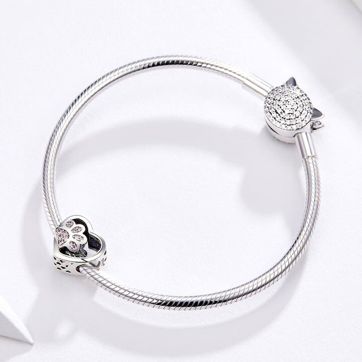 Talisman Compatibil cu Pandora din Argint, Model Pinky Paw, SUPER ...