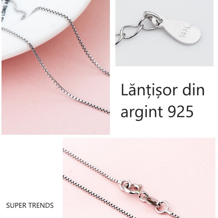 Lantisor din Argint 925, Lungime 40 - 45 cm, Ajustabil, SUPER TRENDS ...