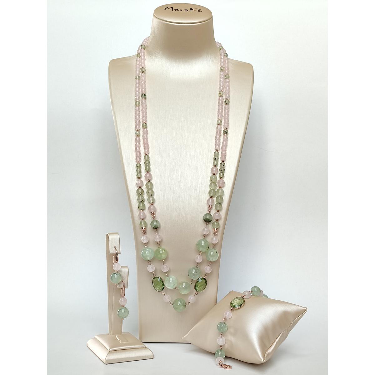 Set Wonders din cuart roz si cuart rutilat verde - eMAG.ro