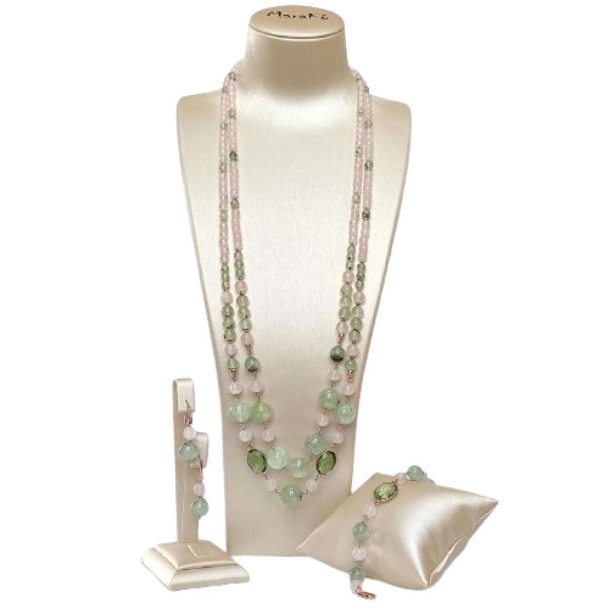 Set Wonders din cuart roz si cuart rutilat verde - eMAG.ro