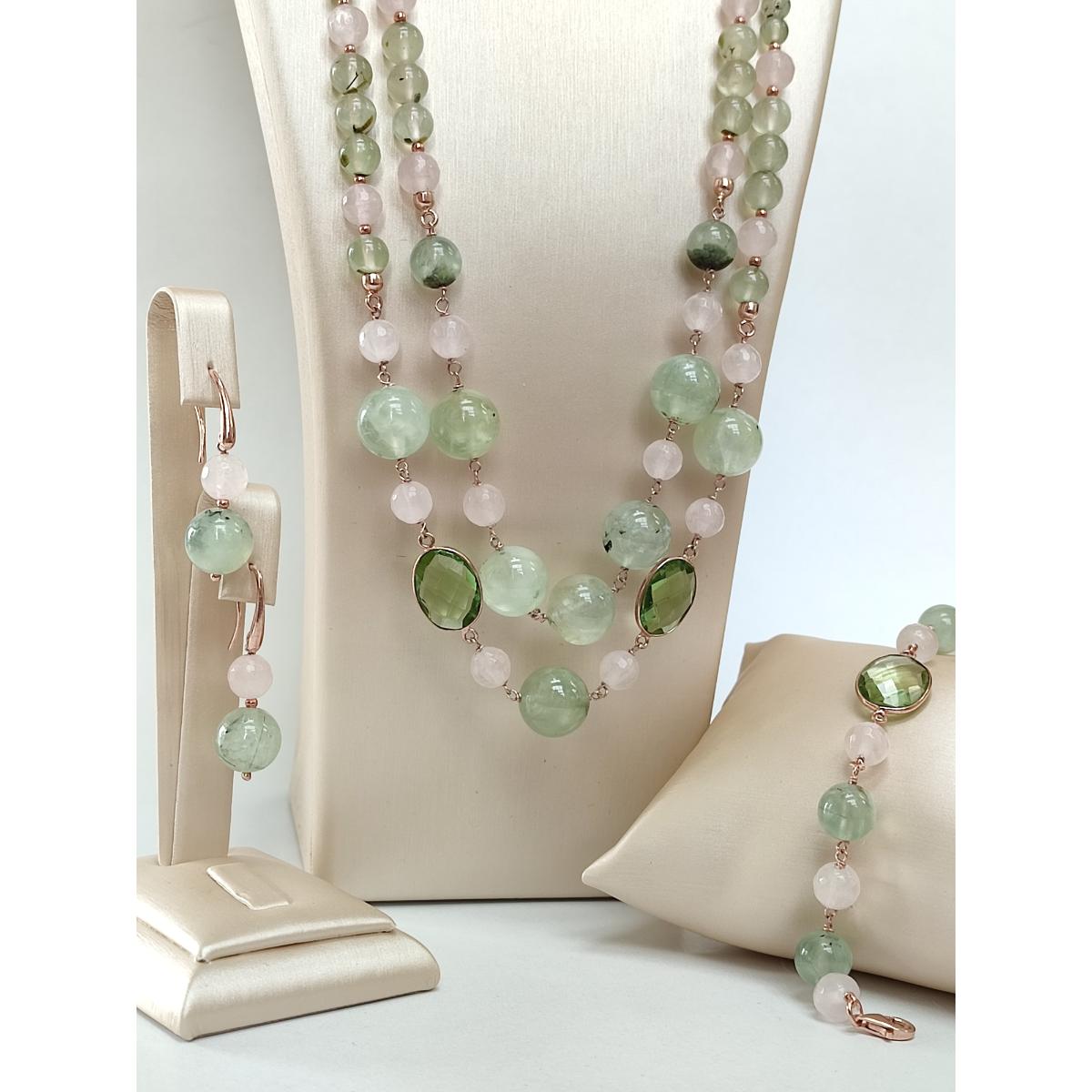 Set Wonders din cuart roz si cuart rutilat verde - eMAG.ro