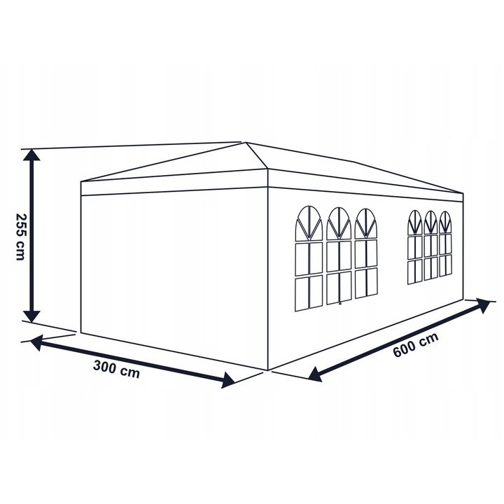 Cort pavilion 6x3m pentru gradina sau evenimente, cu 6 pereti laterali ...
