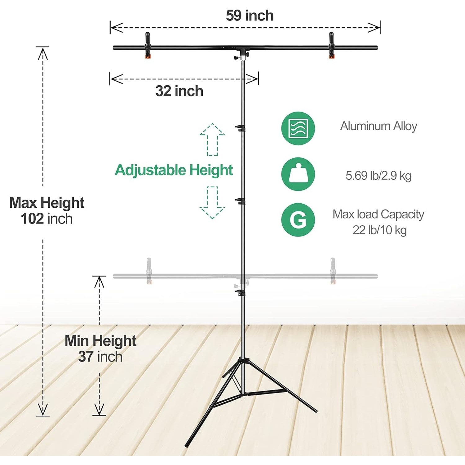 Kit Foto Studio Background, Excitat, Stand portabil pentru fundal, Alb ...