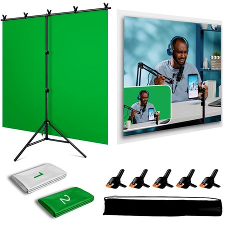 Kit Foto Studio Background, Excitat®, Stand portabil pentru fundal, Alb ...