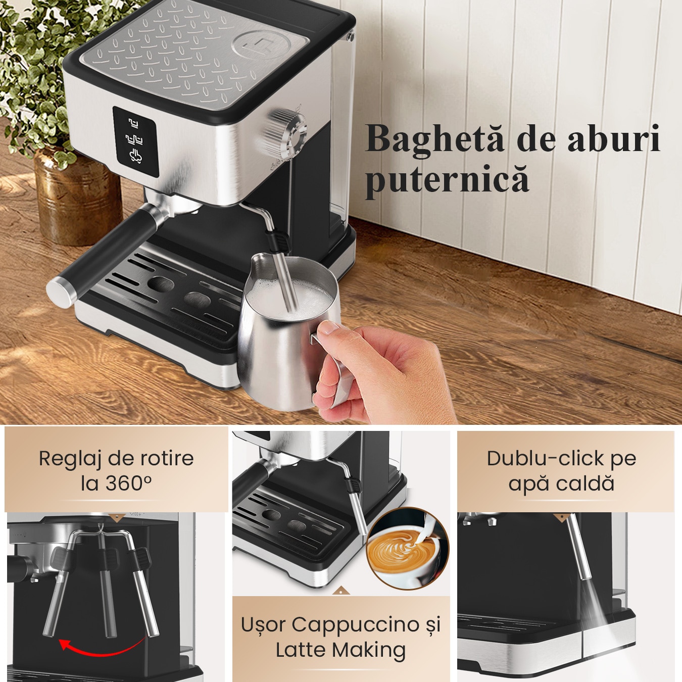 Espressor manual 3 in 1, capsule / pulbere de cafea /pad cafea ...