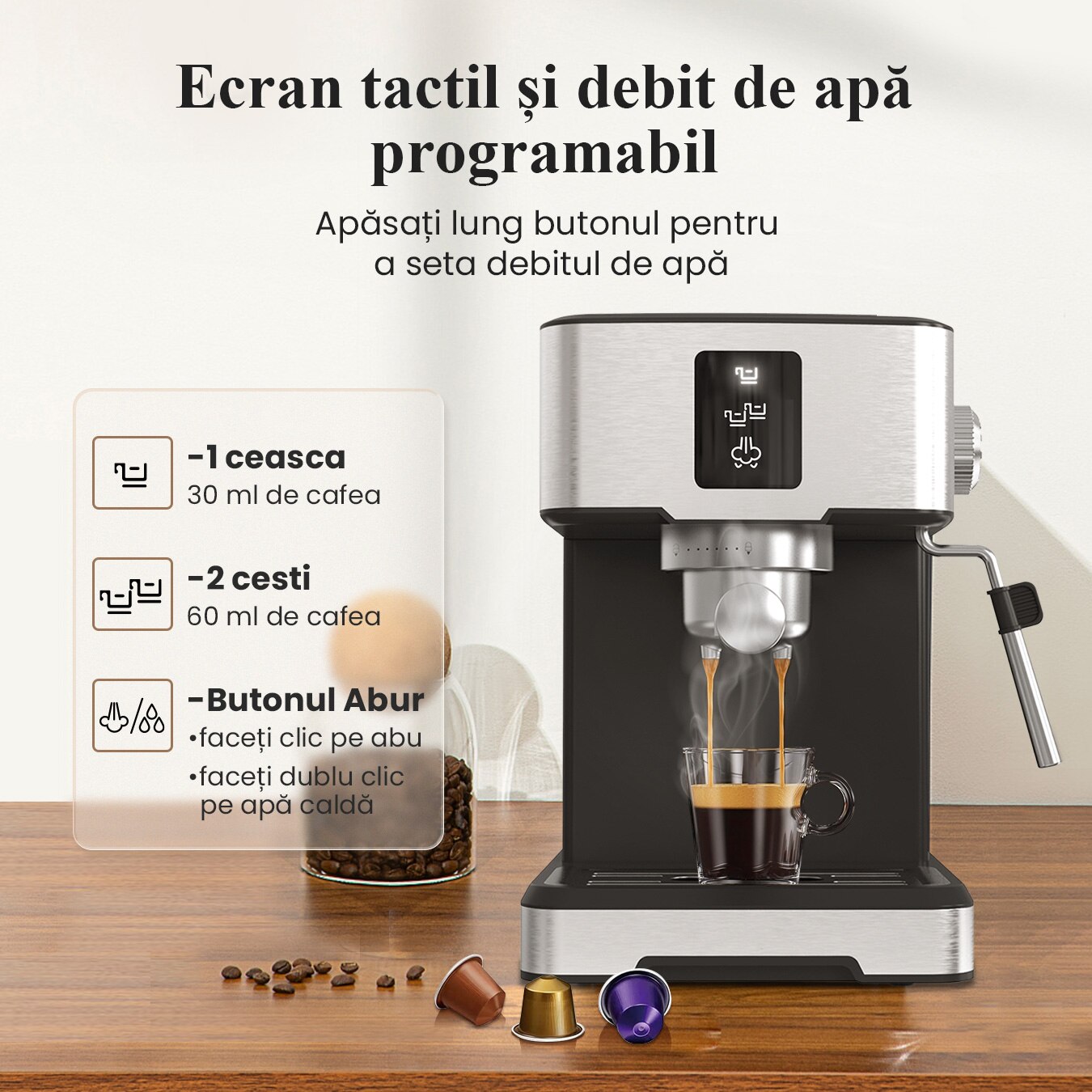 Espressor manual 3 in 1, capsule / pulbere de cafea /pad cafea ...