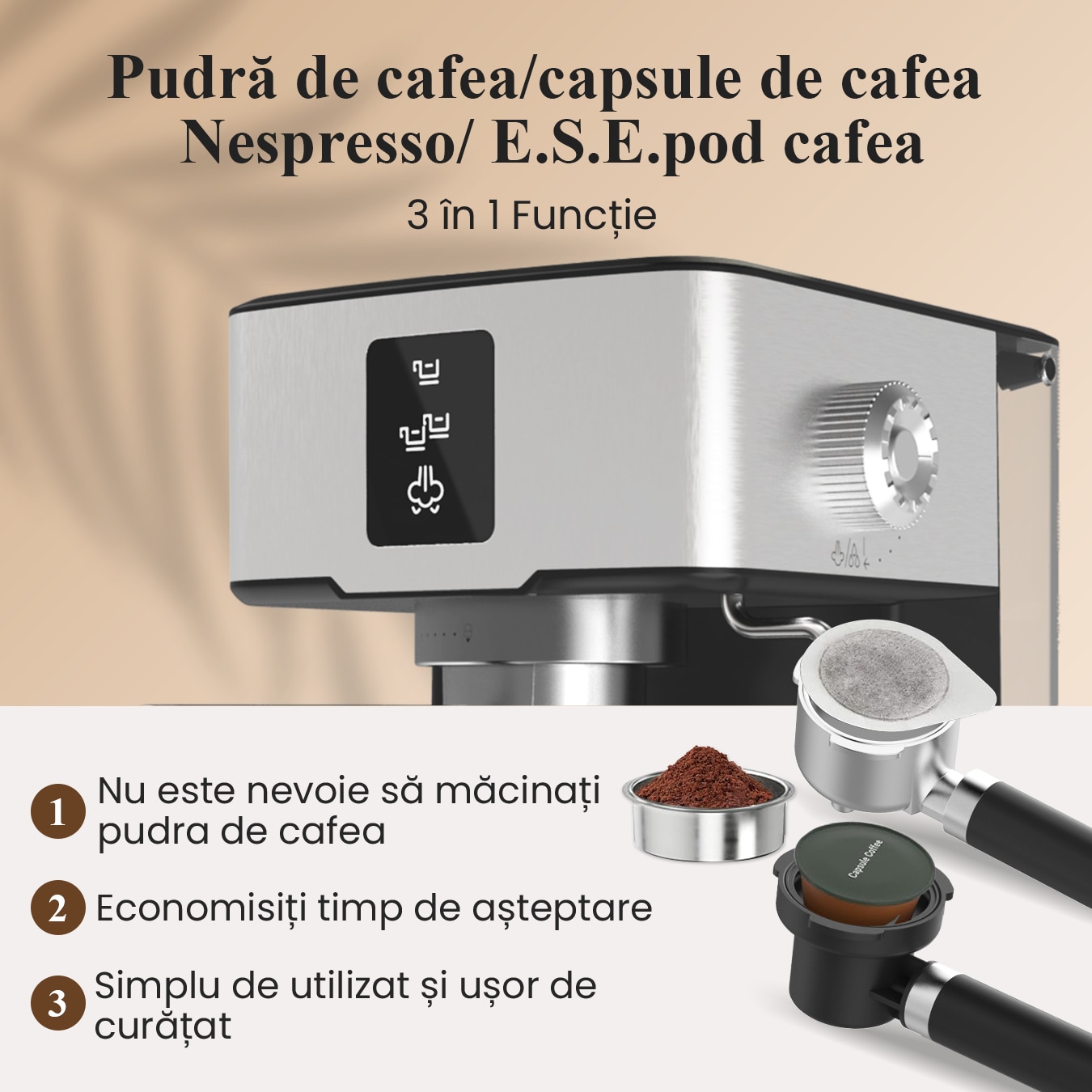 Espressor manual 4 in 1, Tehnologia Thermo-Block, Capsule/cafea ...