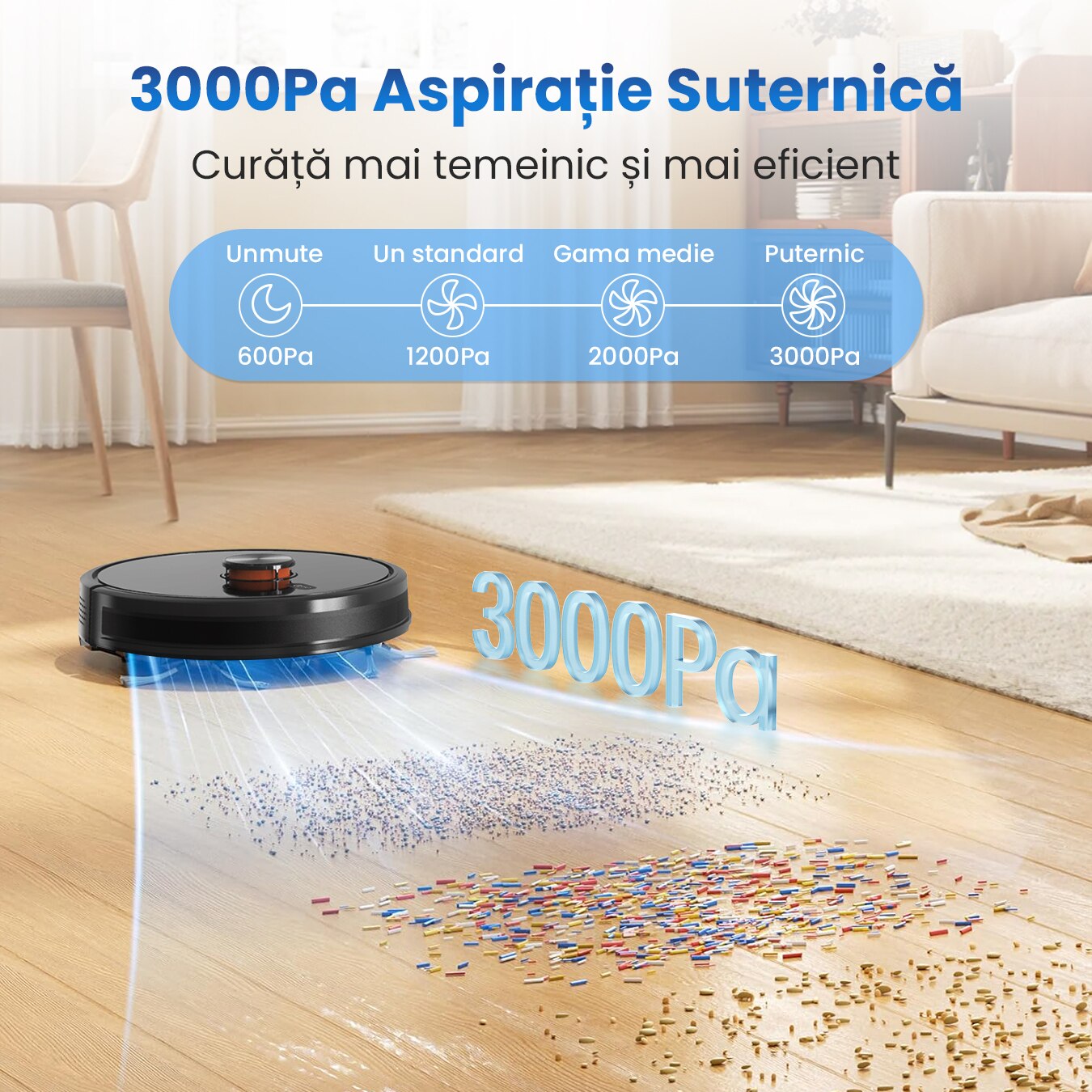 Aspirator robot, navigare LIDAR, WIFI, covoare si podele dure, potrivit ...