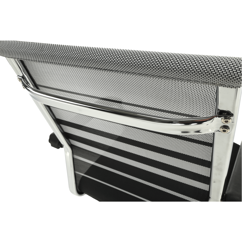 Scaun de conferinta, gri, negru, argintiu, din metal si plasa ...