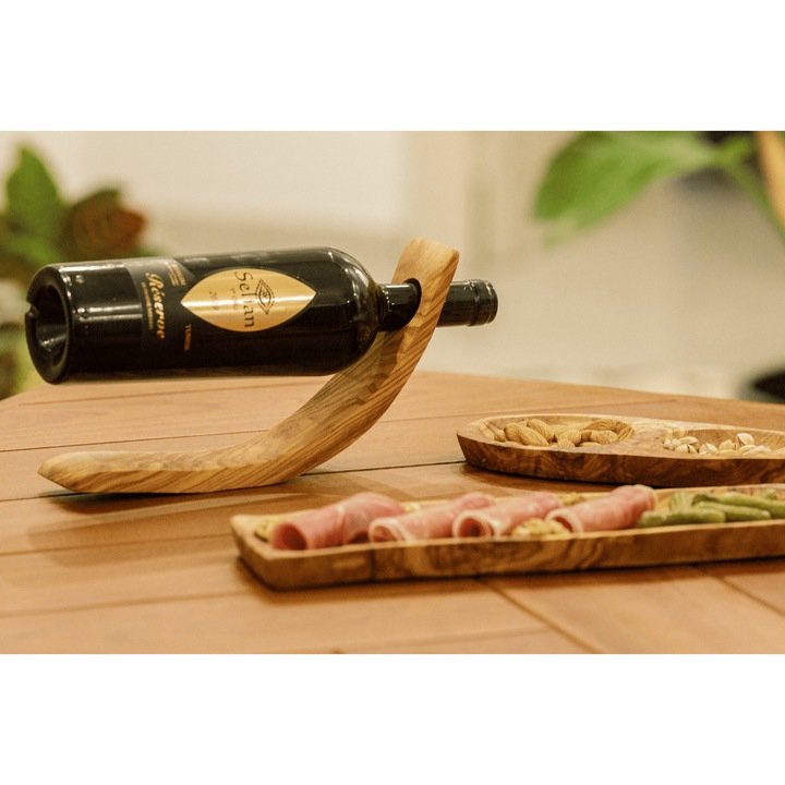 Suport sticla vin din lemn de maslin - eMAG.ro