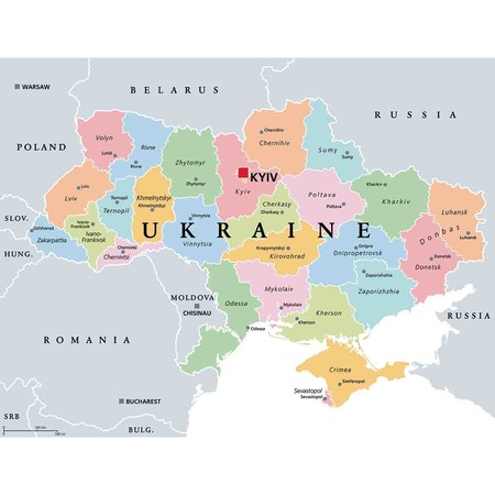 Harta administrativa Ucraina, autocolant, fara sipci, 130x100cm - eMAG.ro