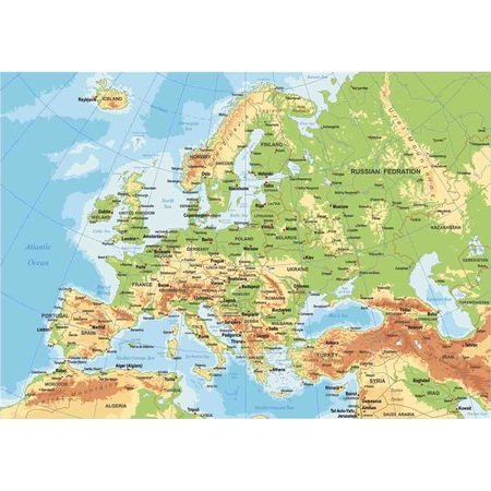 Harta administrativa a Europei, autocolant, fara sipci, 130x92cm - eMAG.ro