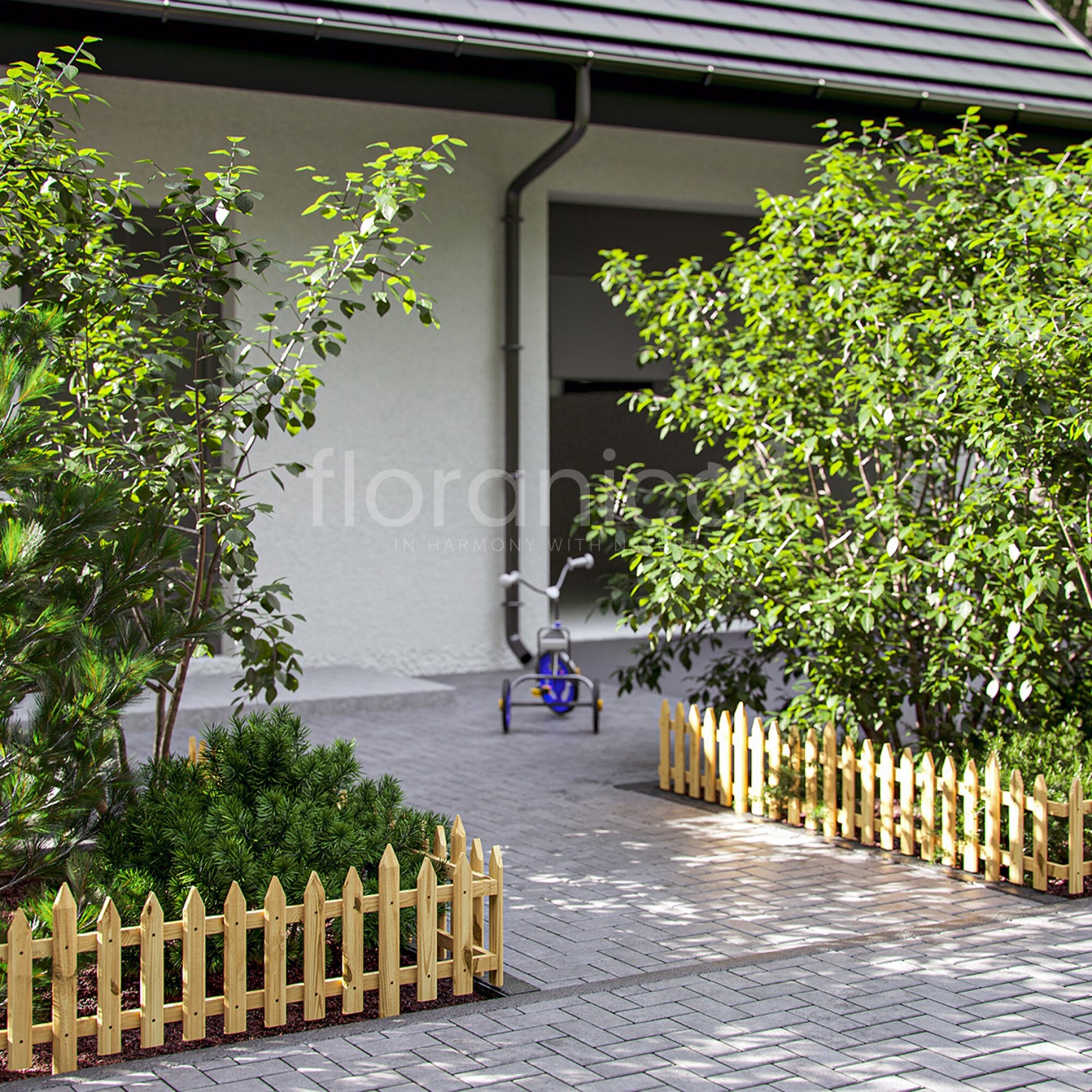 Gard pentru gradina, Floranica, infipt in pamant, din lemn - Pin ...