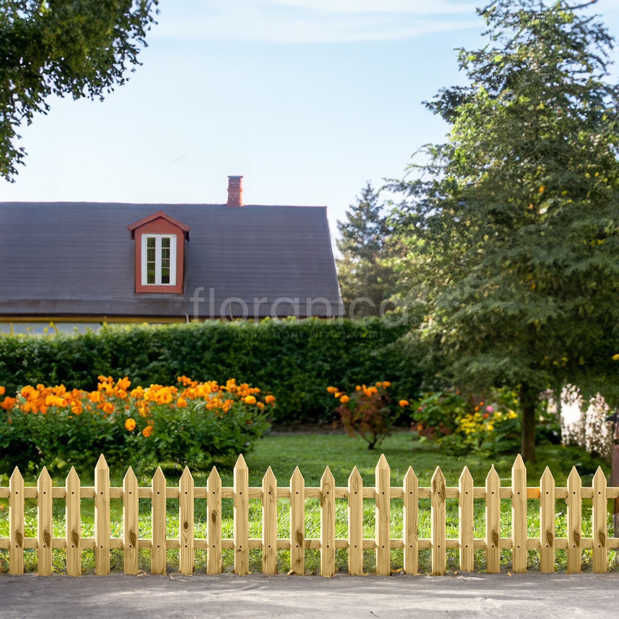 Gard pentru gradina, Floranica, infipt in pamant, din lemn - Pin ...
