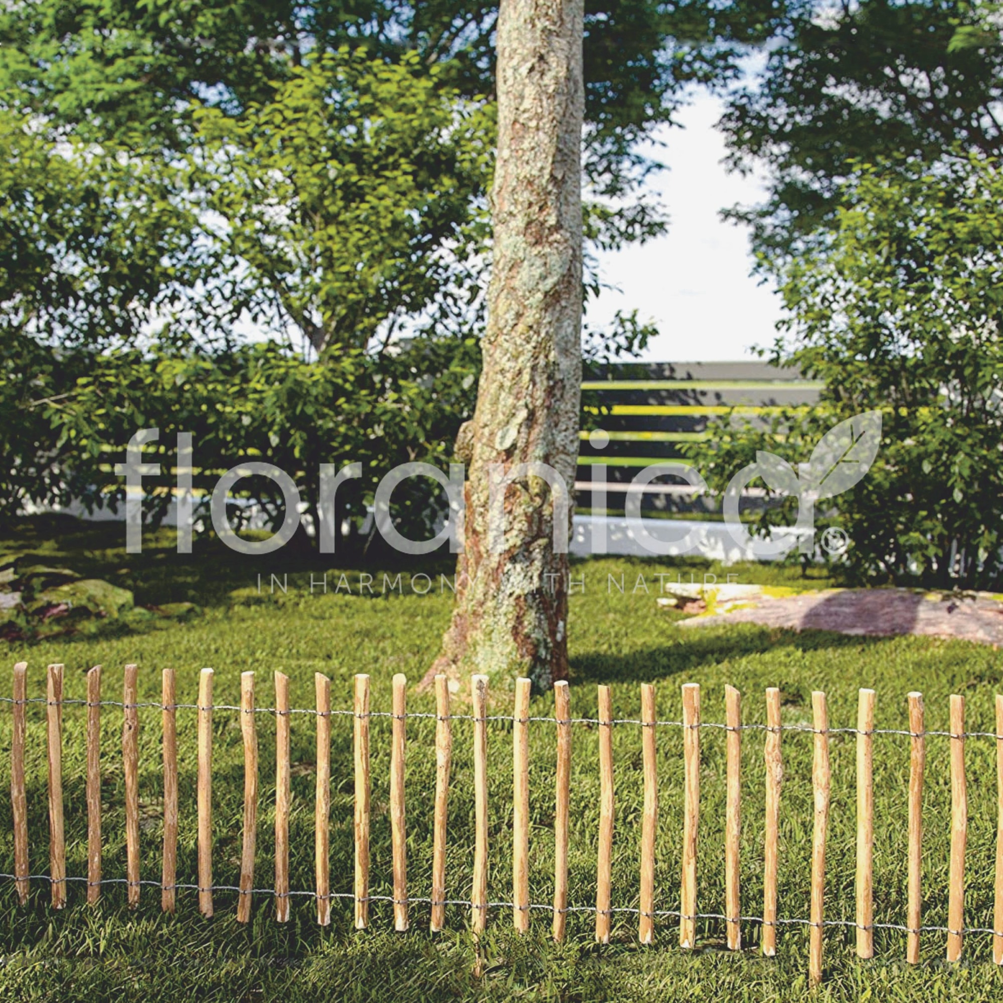 Gard de lemn cu stalpi, Floranica - 100 cm x 35 cm, distanta 8-10 cm ...