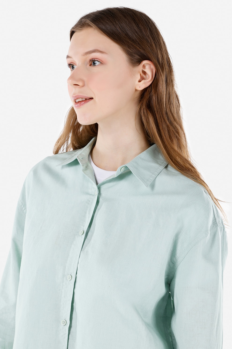 COLIN'S, Camasa din amestec de in cu model uni, Verde pal, XL - eMAG.ro