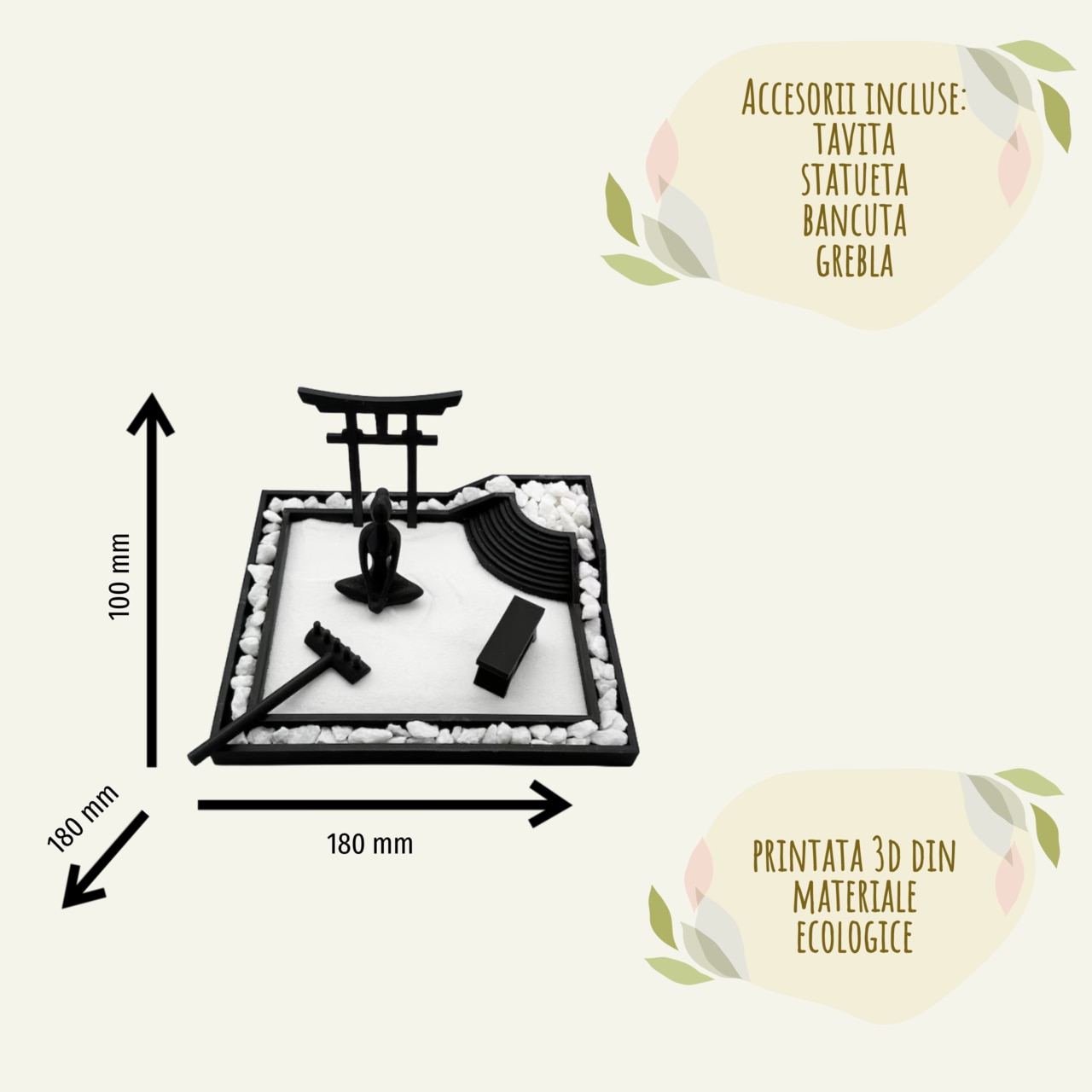 Kit relaxare gradina, Zen Garden, de inspiratie japoneza, cu accesorii ...